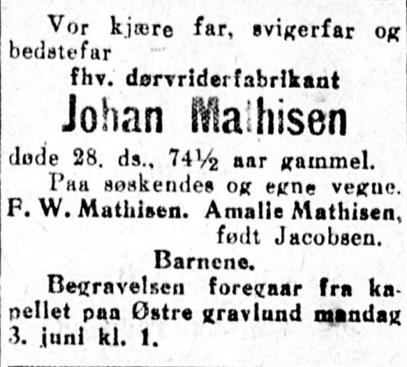 Johan Mathisen (1843–1918) – lokalhistoriewiki.no