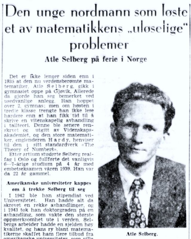 Atle Selberg – lokalhistoriewiki.no